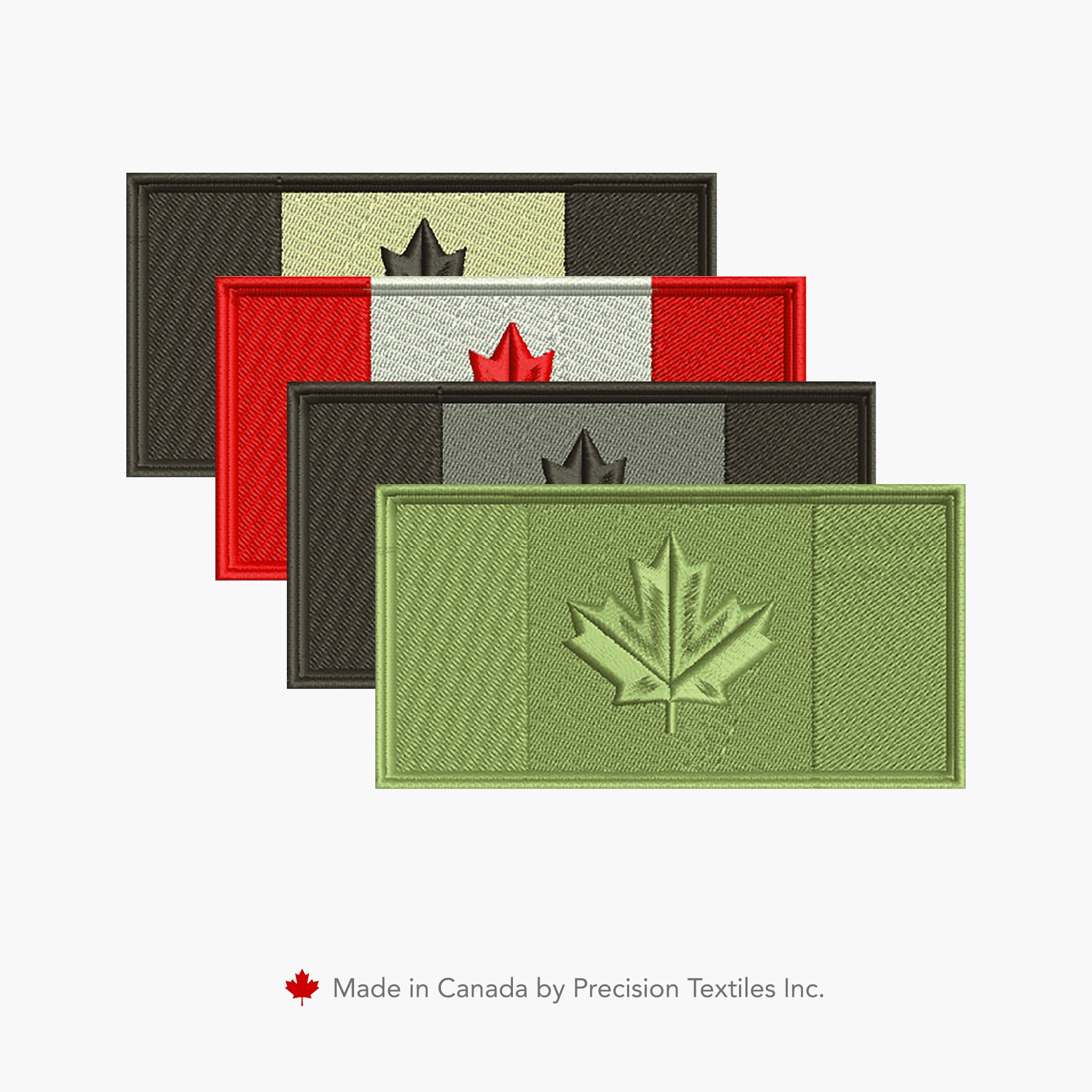 Embroidered Canadian Flags with Velcro – Multiple Sizes and Colour Options